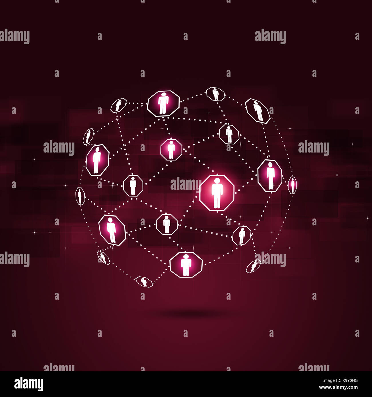 abstract technology global network communication red background Stock ...