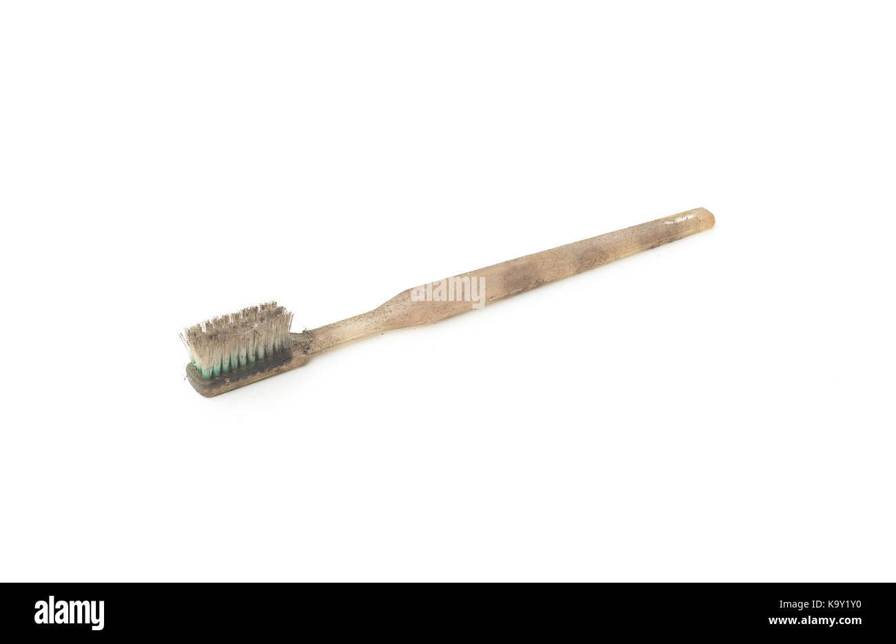 Dirty and worn out toothbrush isolated on white background Stock Photo ...