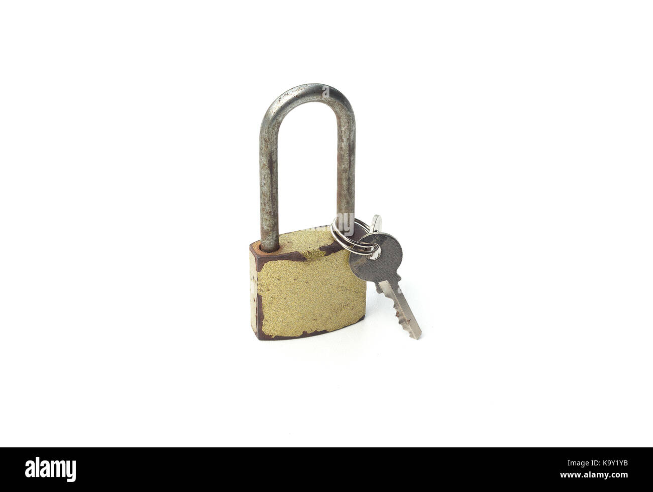 Padlock with keys isolated on a white background, metal padlock Stock ...