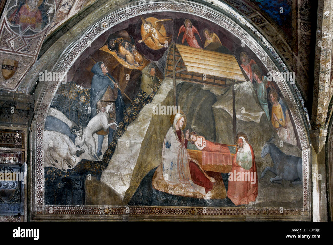 Nativity, fresco by Andrea Orcagna, 1340-47, Chapel of the Annunciation ...