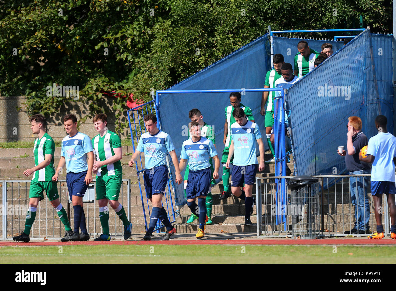 The teams take to the field during Barkingside vs Whitton United, FA ...