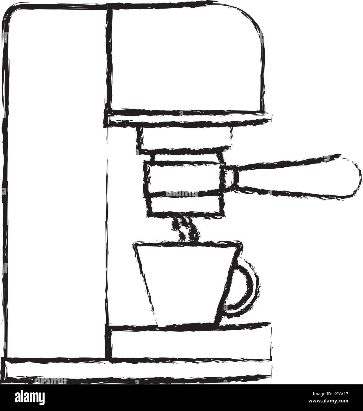 coffee espresso machine side view monochrome blurred silhouette Stock ...