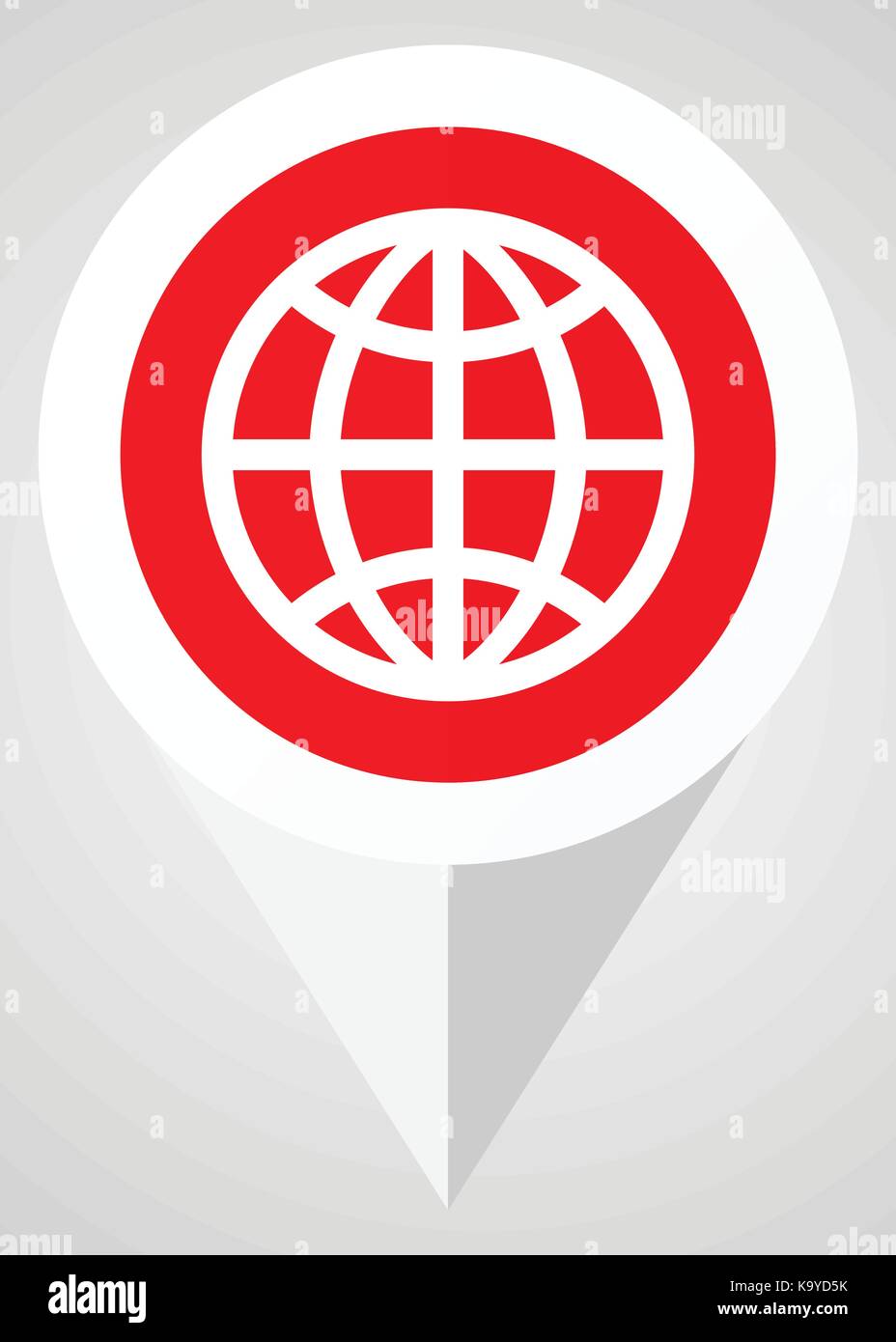 Earth vector icon. White and red web pointer in eps 10 for webdesign ...