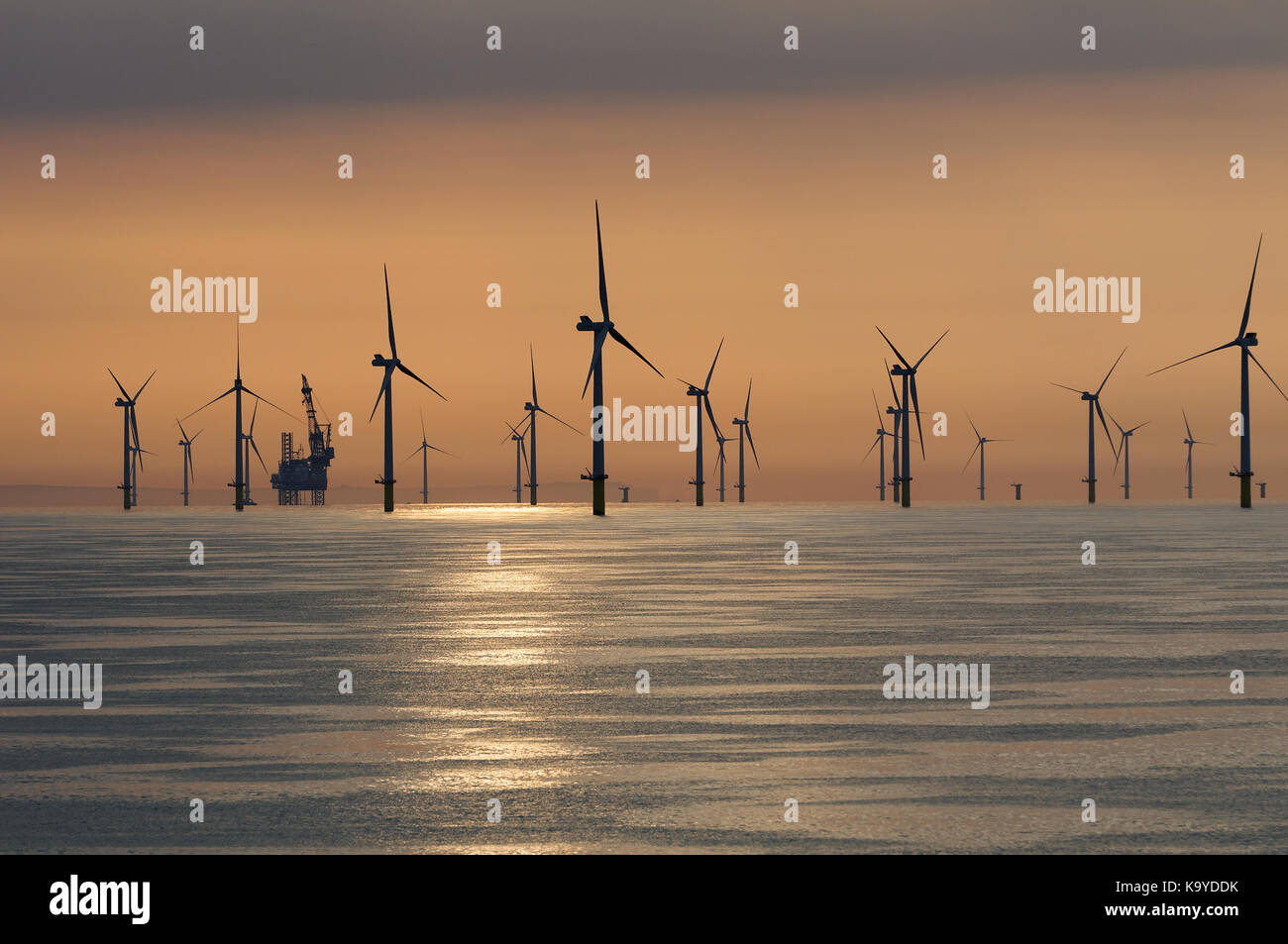 Wind Turbines at the Rampion Offshore Windfarm, near Brighton, England ...