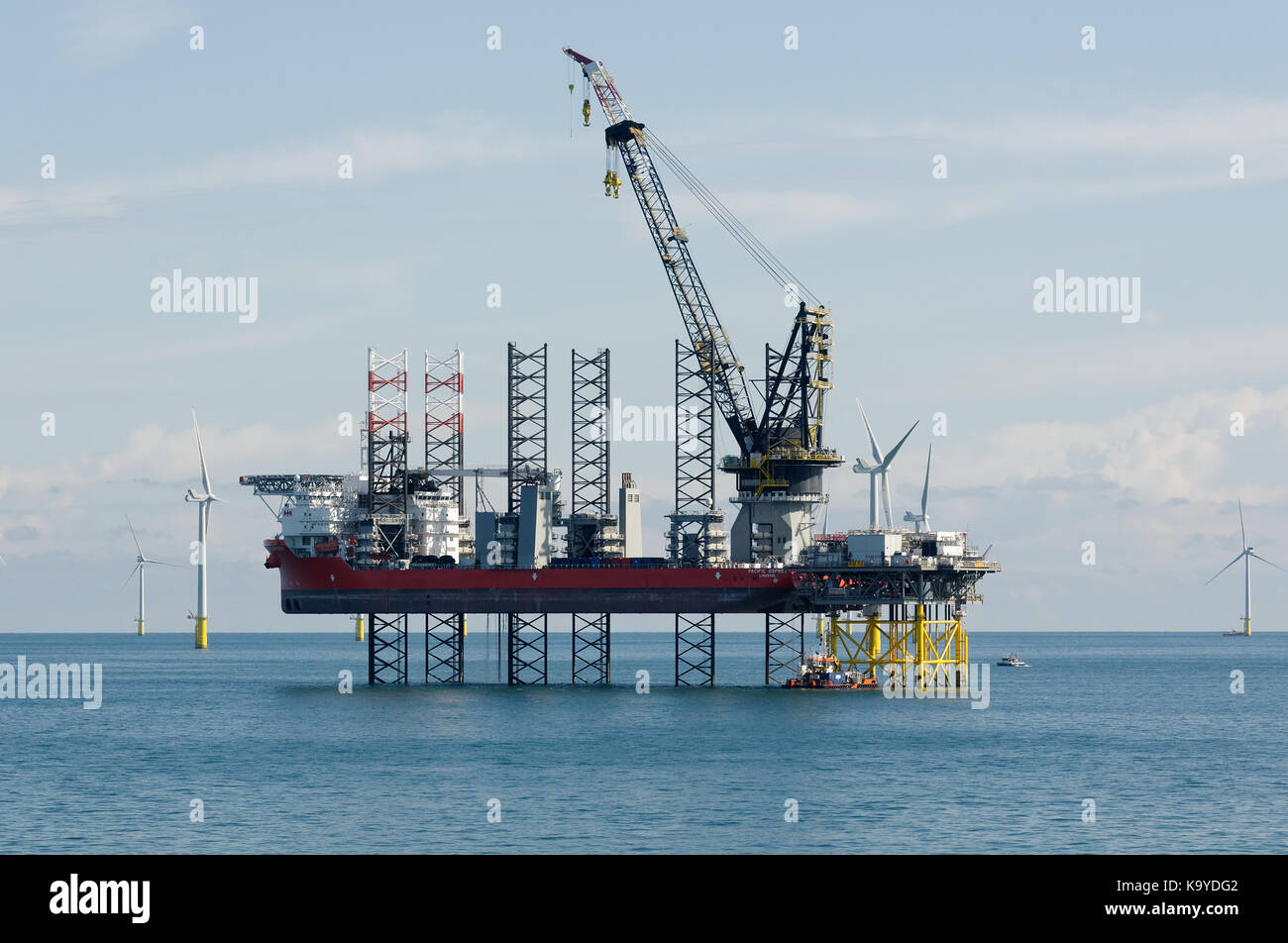 The Pacific Osprey at the Electrical Offshore Substation of the Rampion ...
