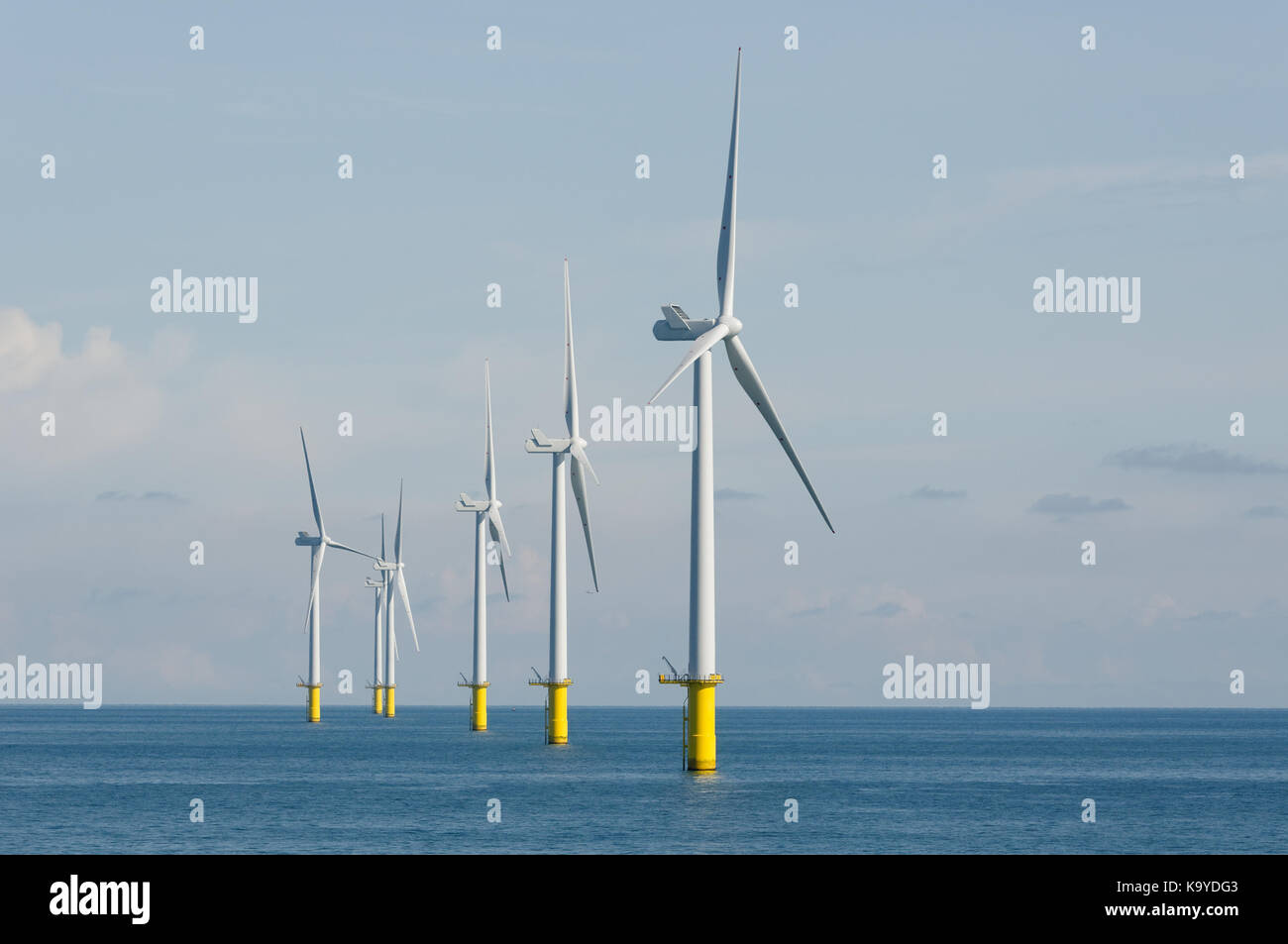Wind Turbines at the Rampion Offshore Windfarm, near Brighton, England ...