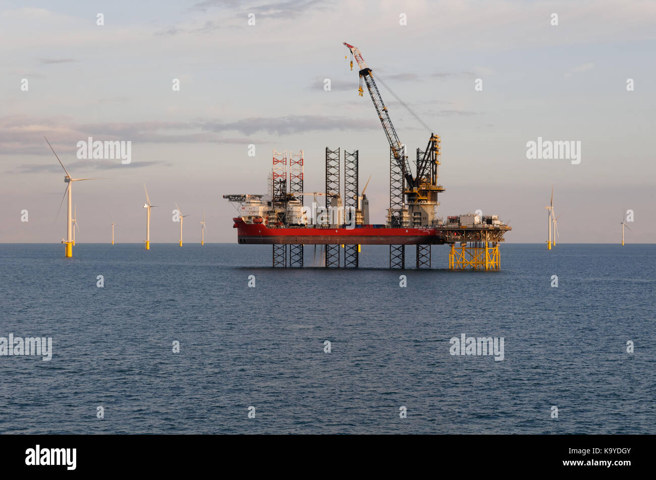 The Pacific Osprey at the Electrical Offshore Substation of the Rampion ...
