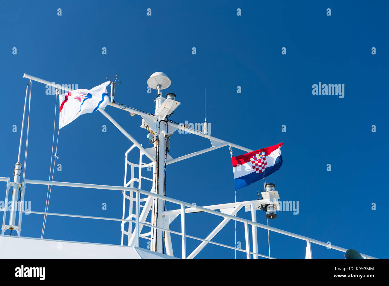 Zadar, Croatia - July 20, 2016: the flag of country and Jadrolinija ...