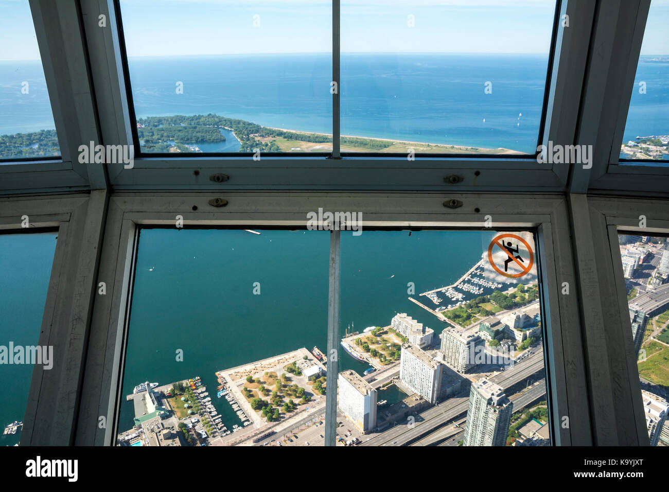 Toronto,Canada-august 2,2015:panoramic windows on the top of Cn tower ...