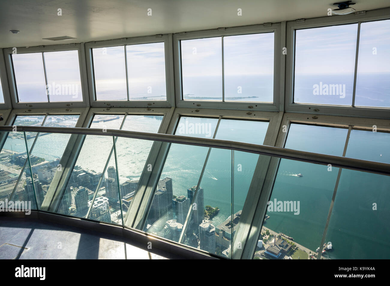 Toronto,Canada-august 2,2015:panoramic windows on the top of Cn tower ...