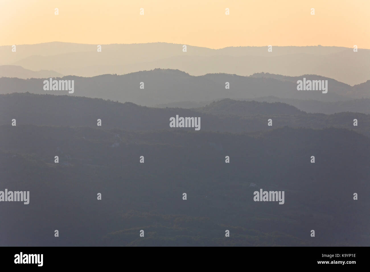 View on Istra from Ucka Nature Park in dusk Stock Photo - Alamy