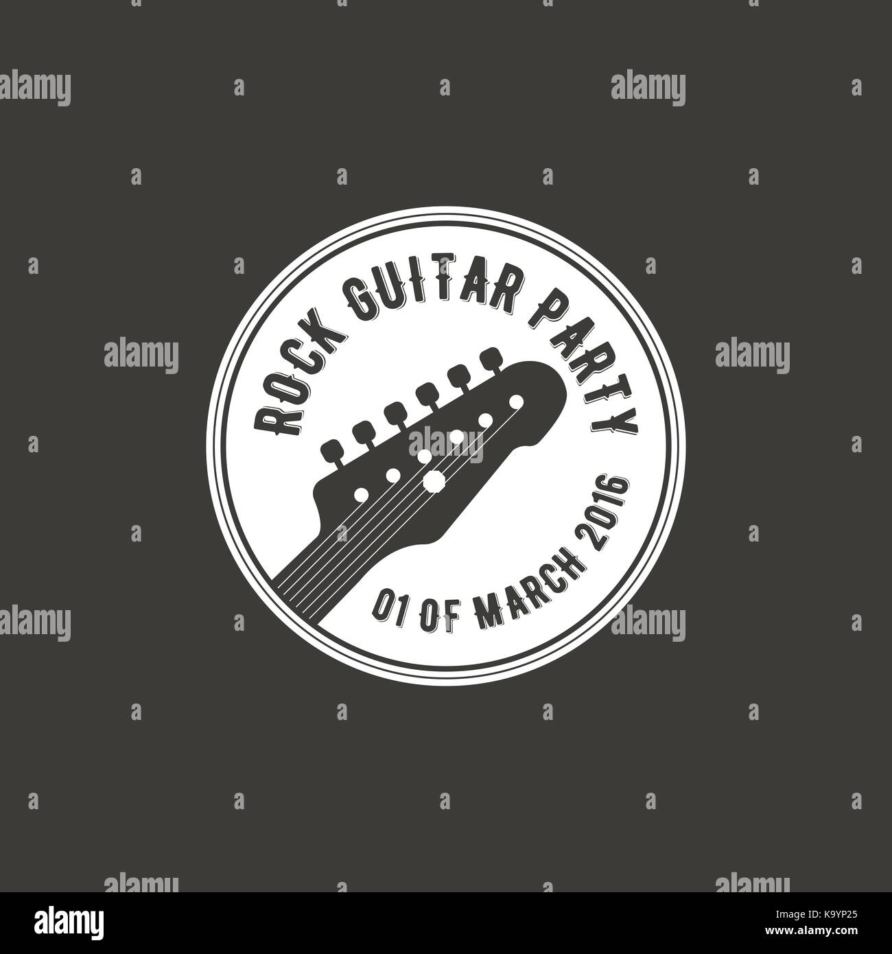 Rock guitar party vector label, badge, emblem logo with musical ...