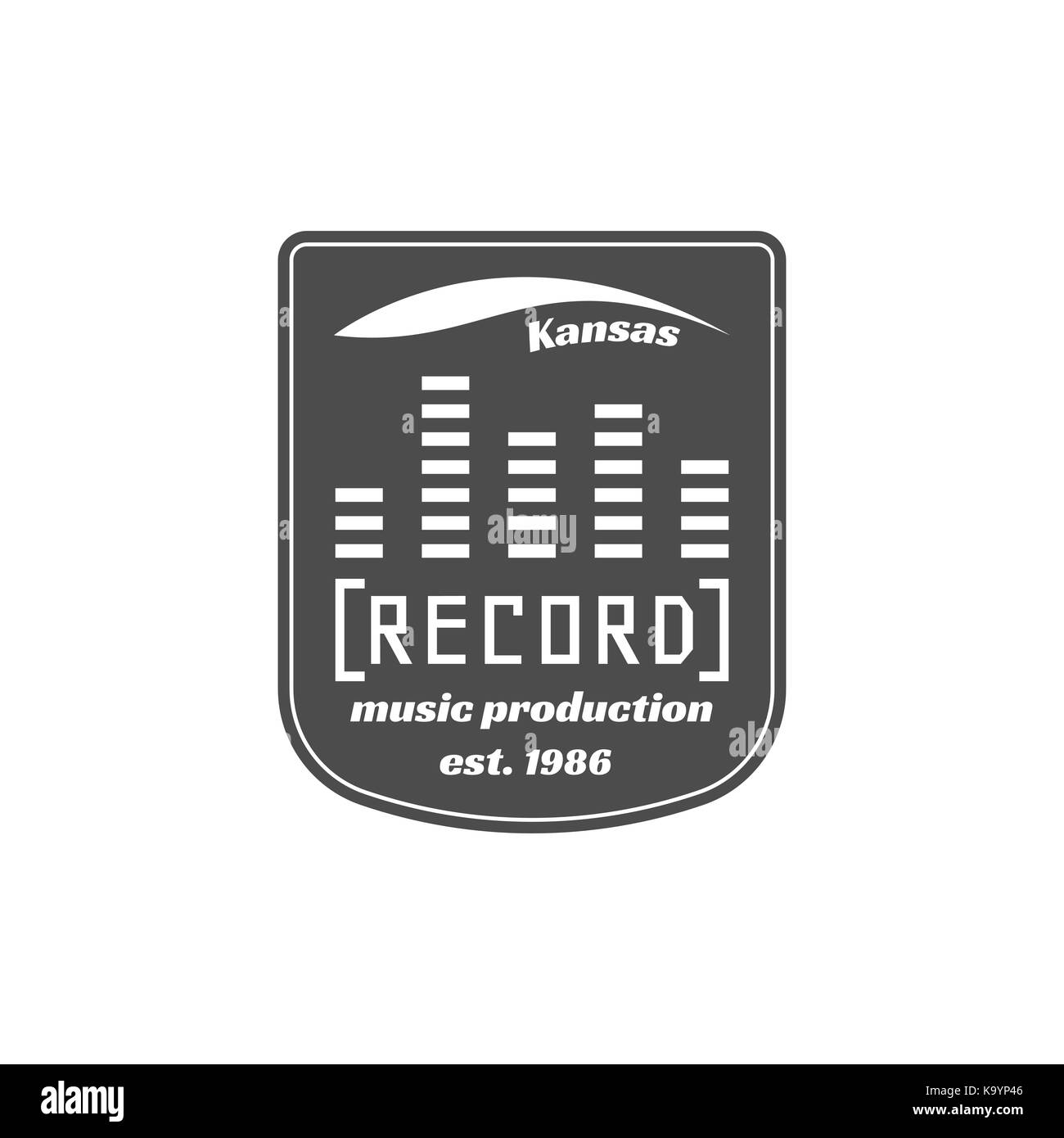Recording studio vector label, badge, emblem logo with musical ...