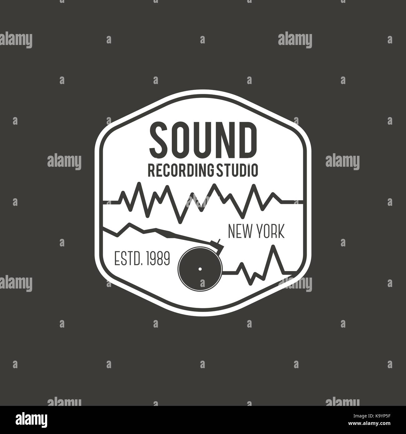 Sound, recording studio vector label, badge, emblem logo with musical ...