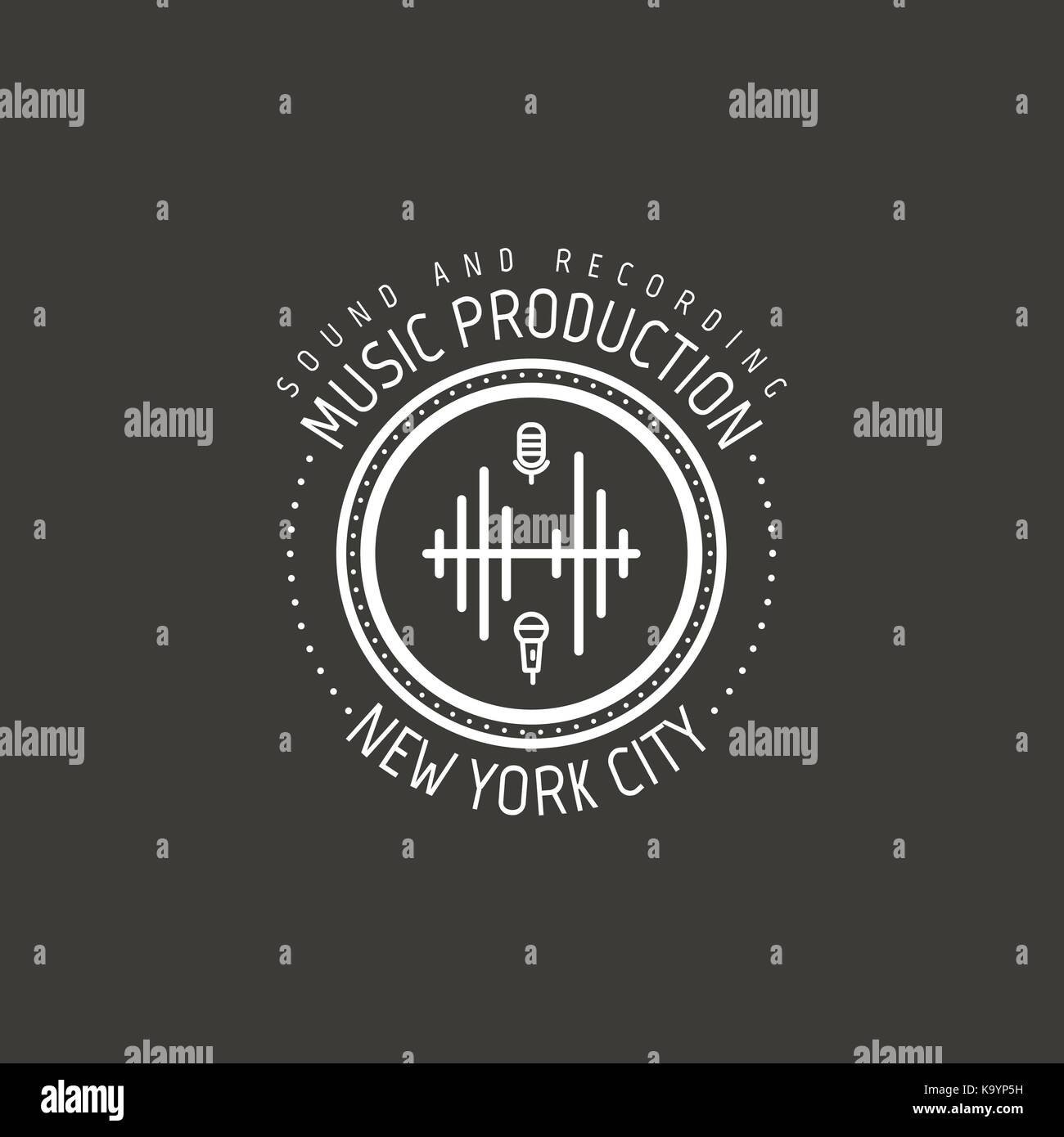 Music production. New york city vector label, badge, emblem logo with ...