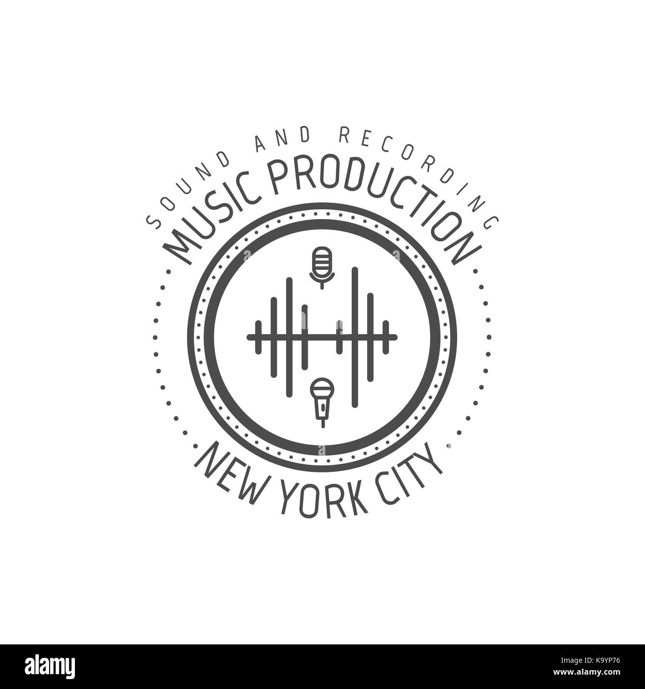 Music production. New york city vector label, badge, emblem logo with ...