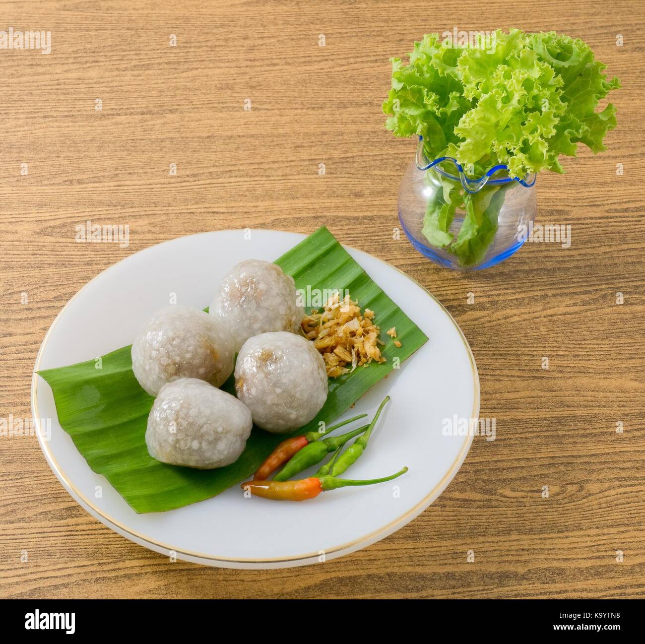Thai Traditional Dessert, Steamed Tapioca Balls Made From Glutinous ...