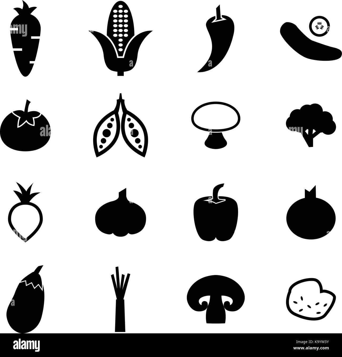 Broccoli eggplant vegetable icon Black and White Stock Photos & Images ...