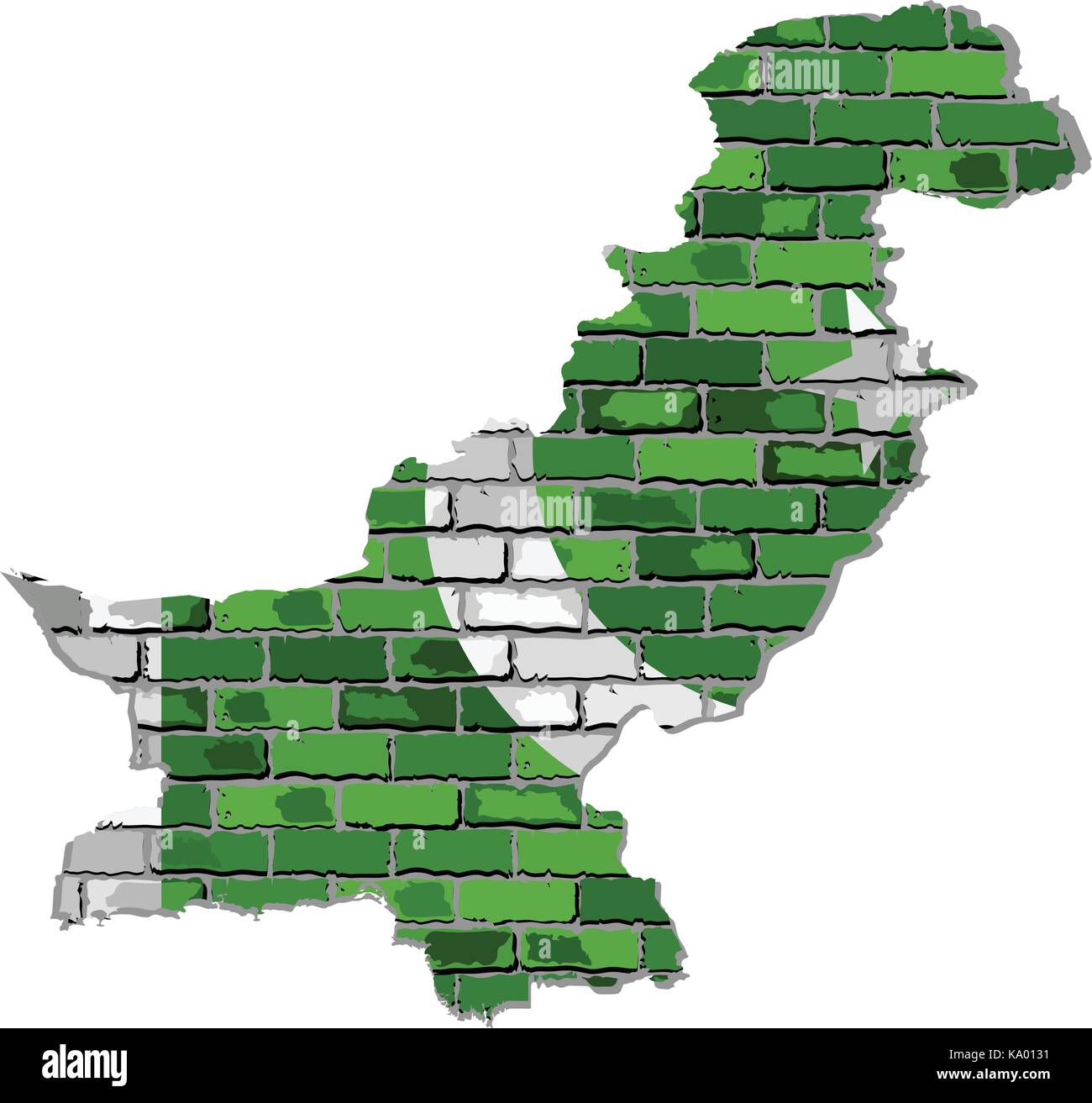 Pakistan map on a brick wall - Illustration, Pakistan map with flag ...