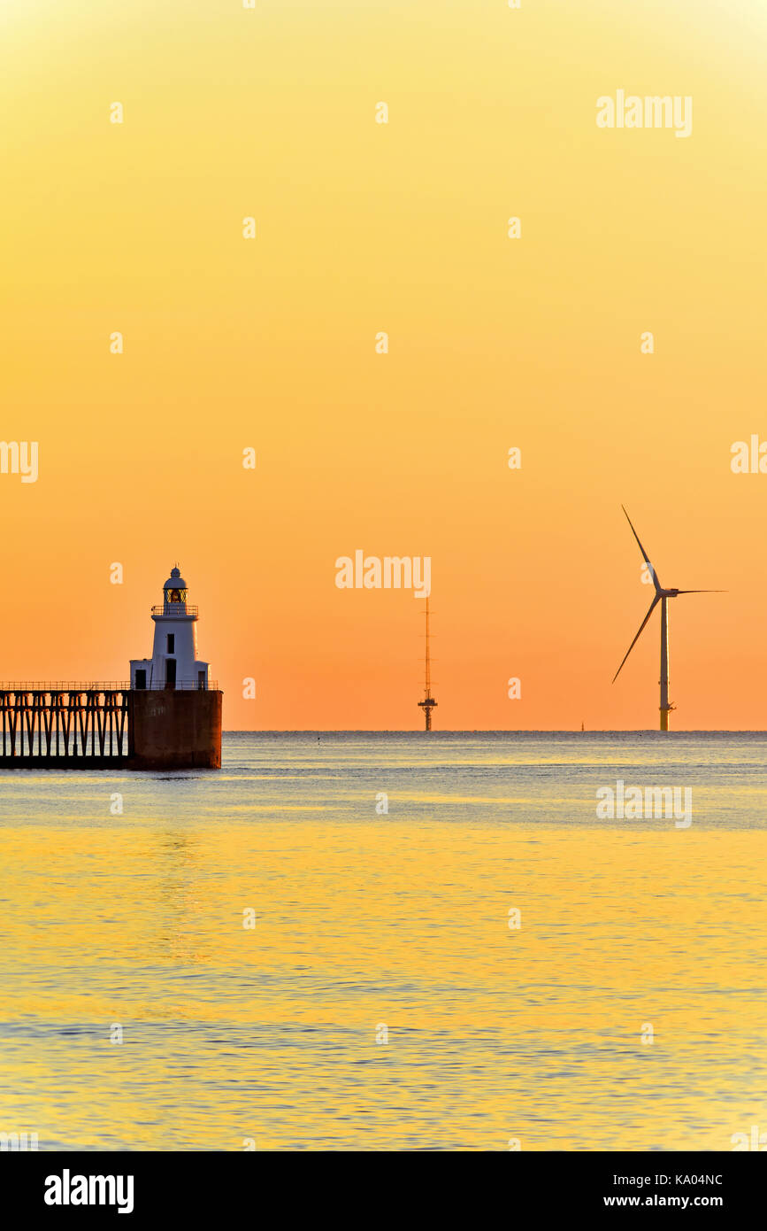 Blyth Northumberland lighthouse wind turbine and met mast SeaRoc during ...