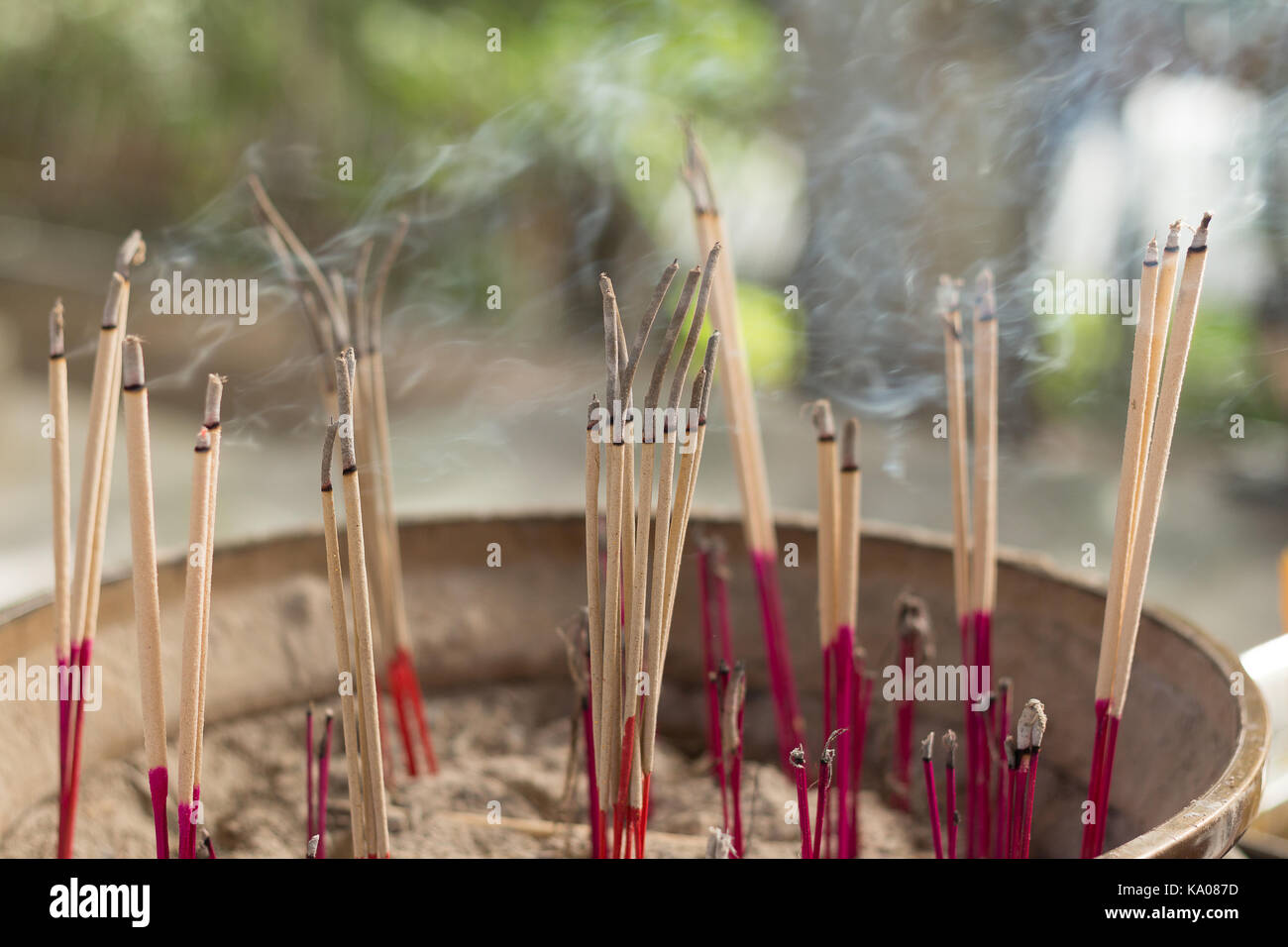Close up burning incense in the temple.(soft focus Stock Photo - Alamy