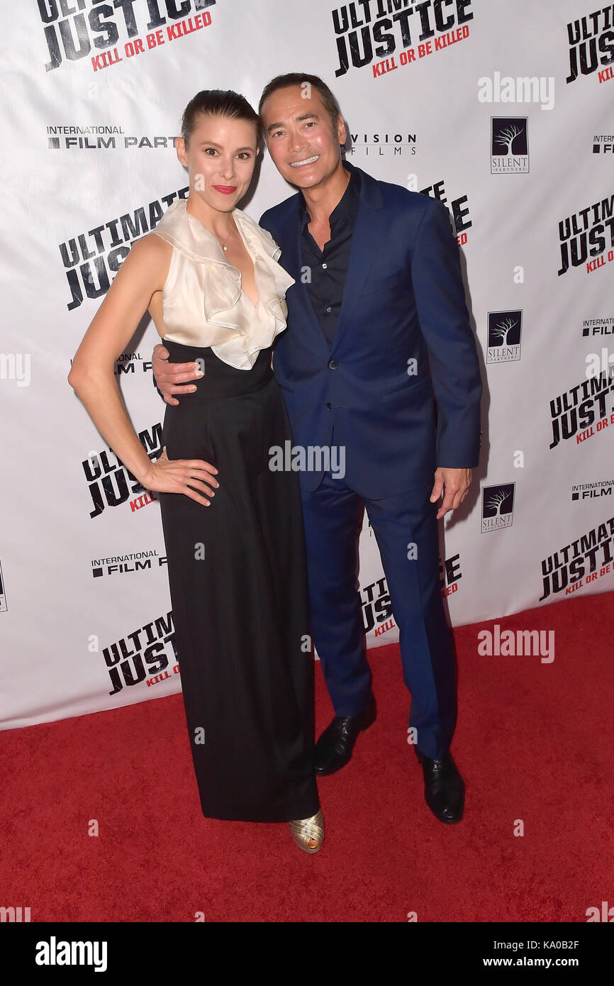 Sandra Tauro and Mark Dacascos attend the 'Ultimate Justice' premiere ...