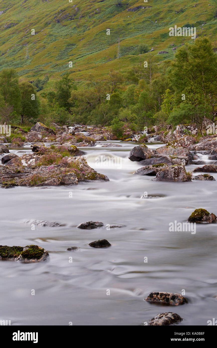 River Garry as it flows out of Loch Quoich, Northwest Highlands ...