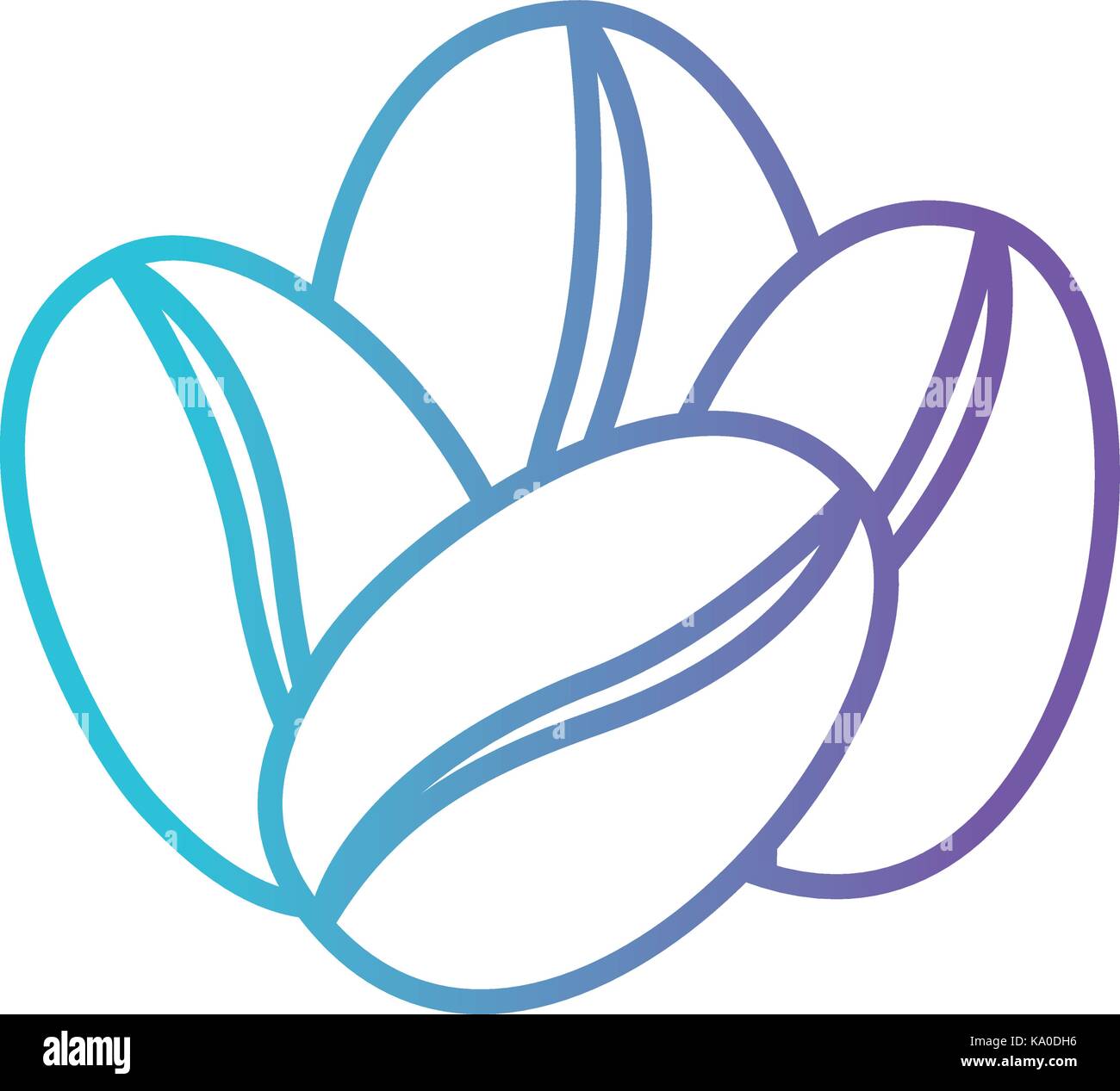 coffee beans set of four grains gradient color silhouette from blue to ...