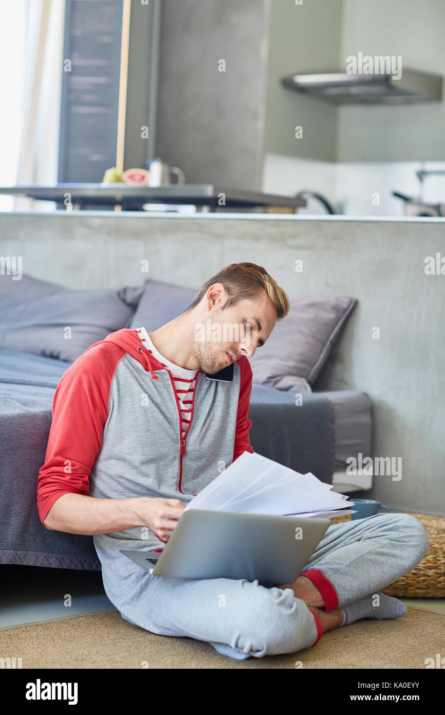 Having Project Discussion Via Mobile Phone Stock Photo - Alamy