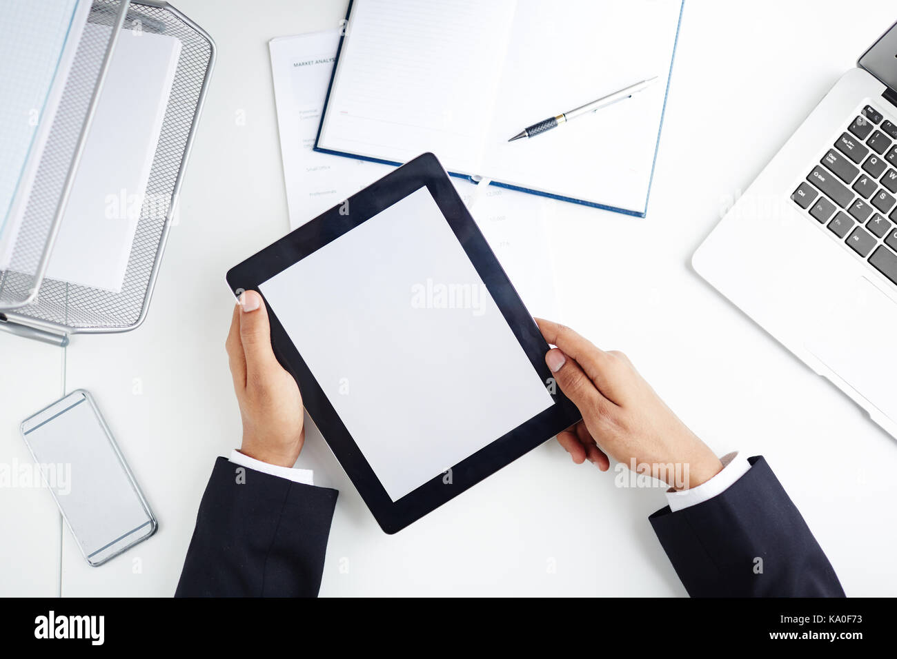 Manager Using Digital Tablet Stock Photo - Alamy