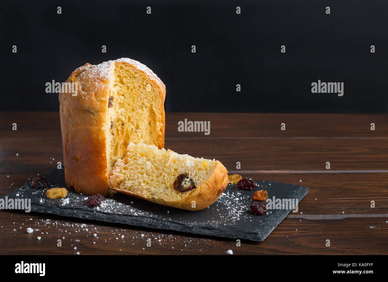 italian pastry on a stone platter an sugar Stock Photo - Alamy