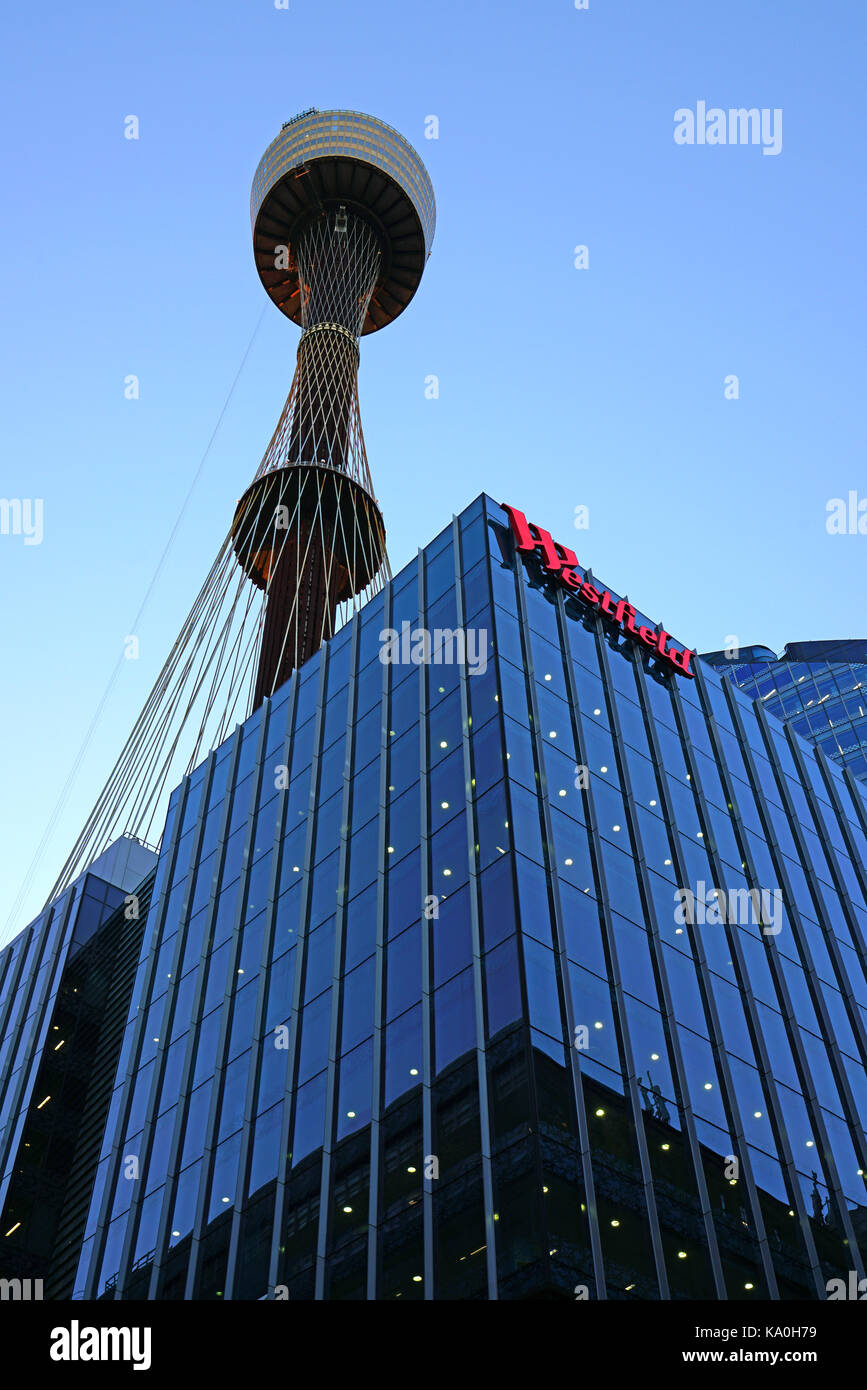 View of the landmark Sydney Tower (Sydney Tower Eye or Westfield ...