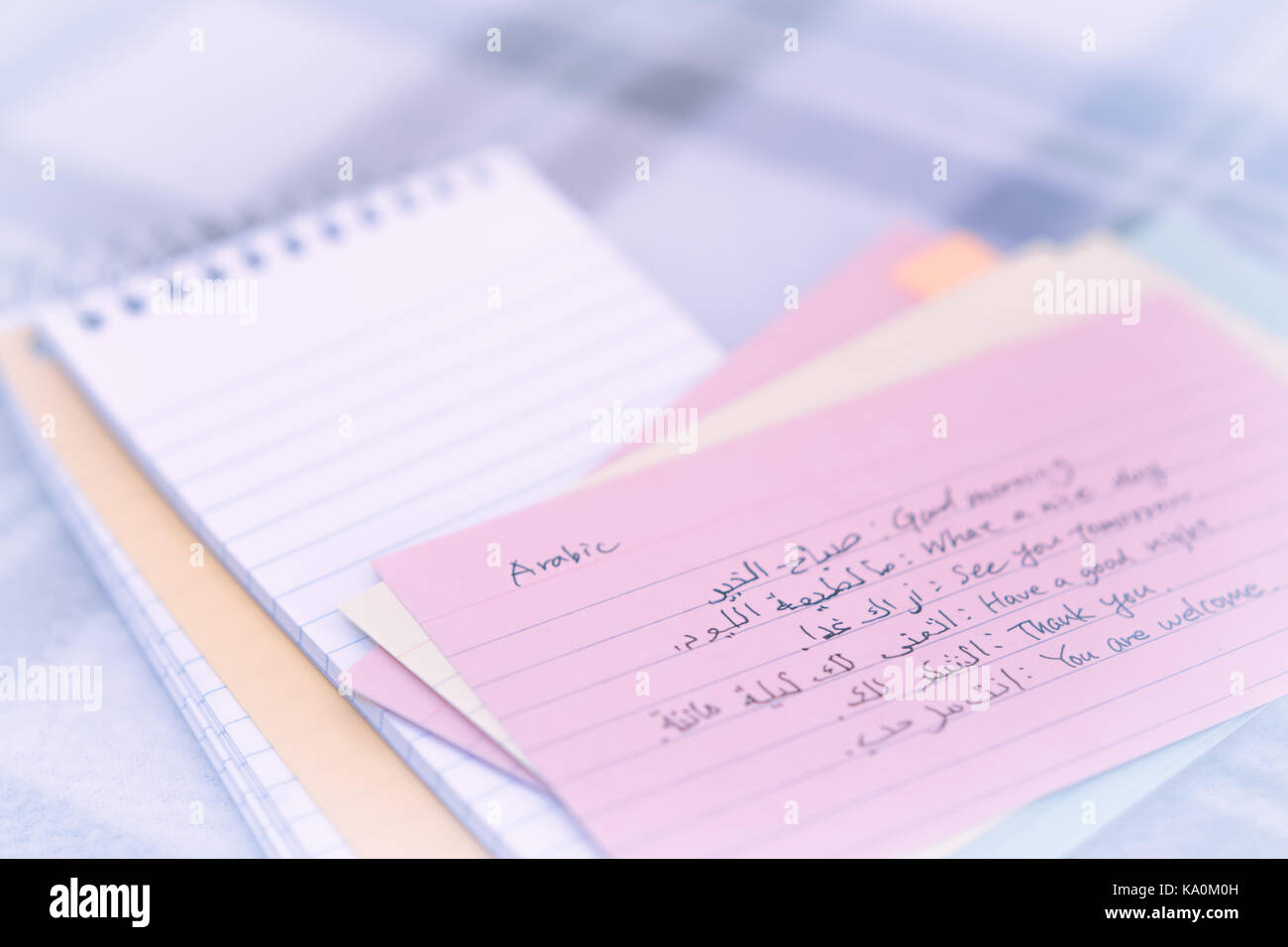 Arabic; Learning New Language Writing Greetings on the Notebook Stock ...