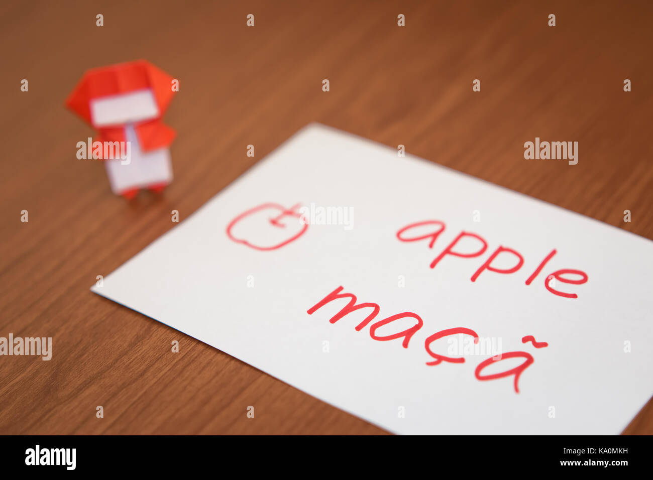 Portuguese; Learning New Language with Fruits Name Flash Cards Stock ...
