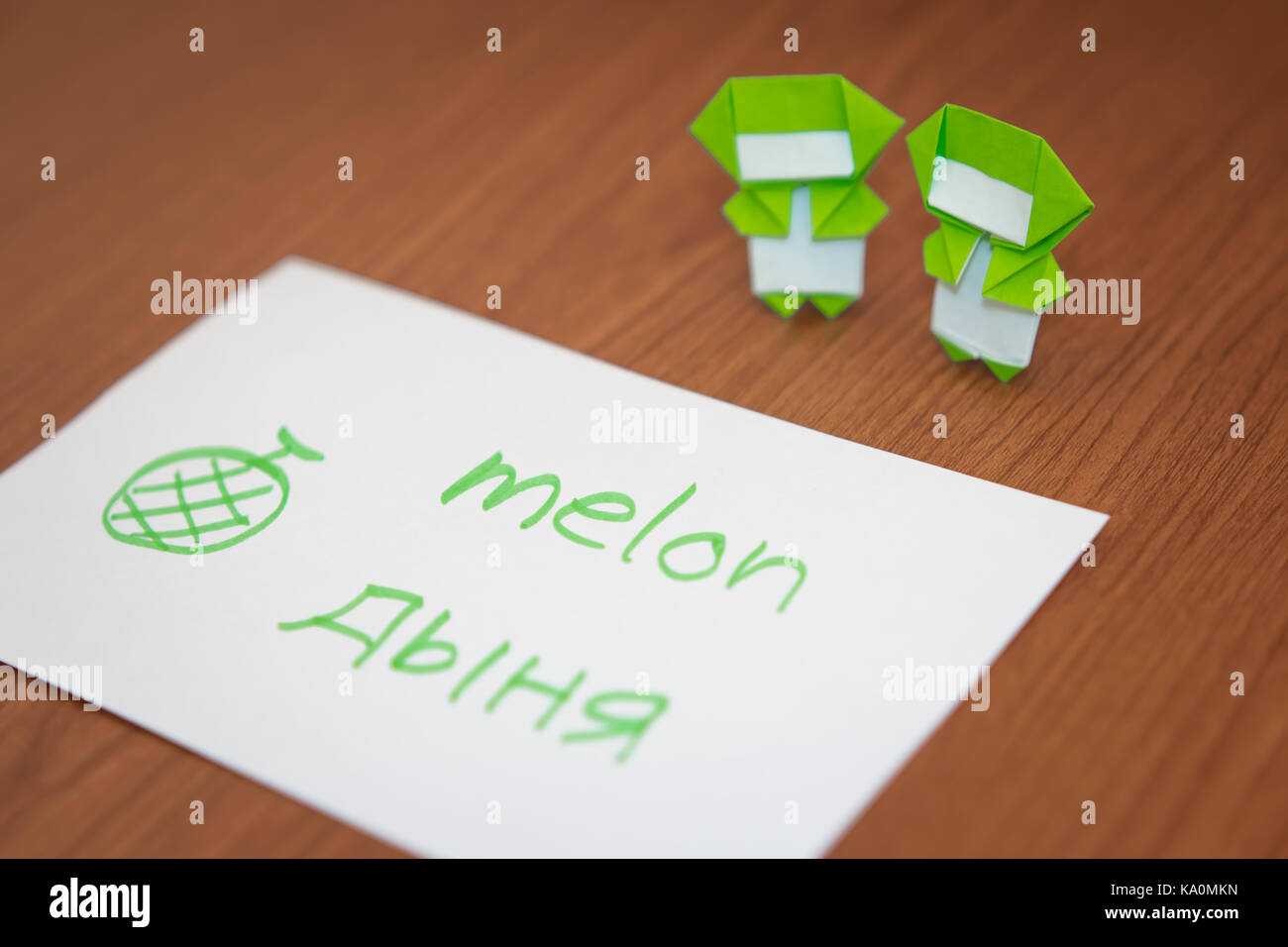 Russian; Learning New Language with Fruits Name Flash Cards Stock Photo ...