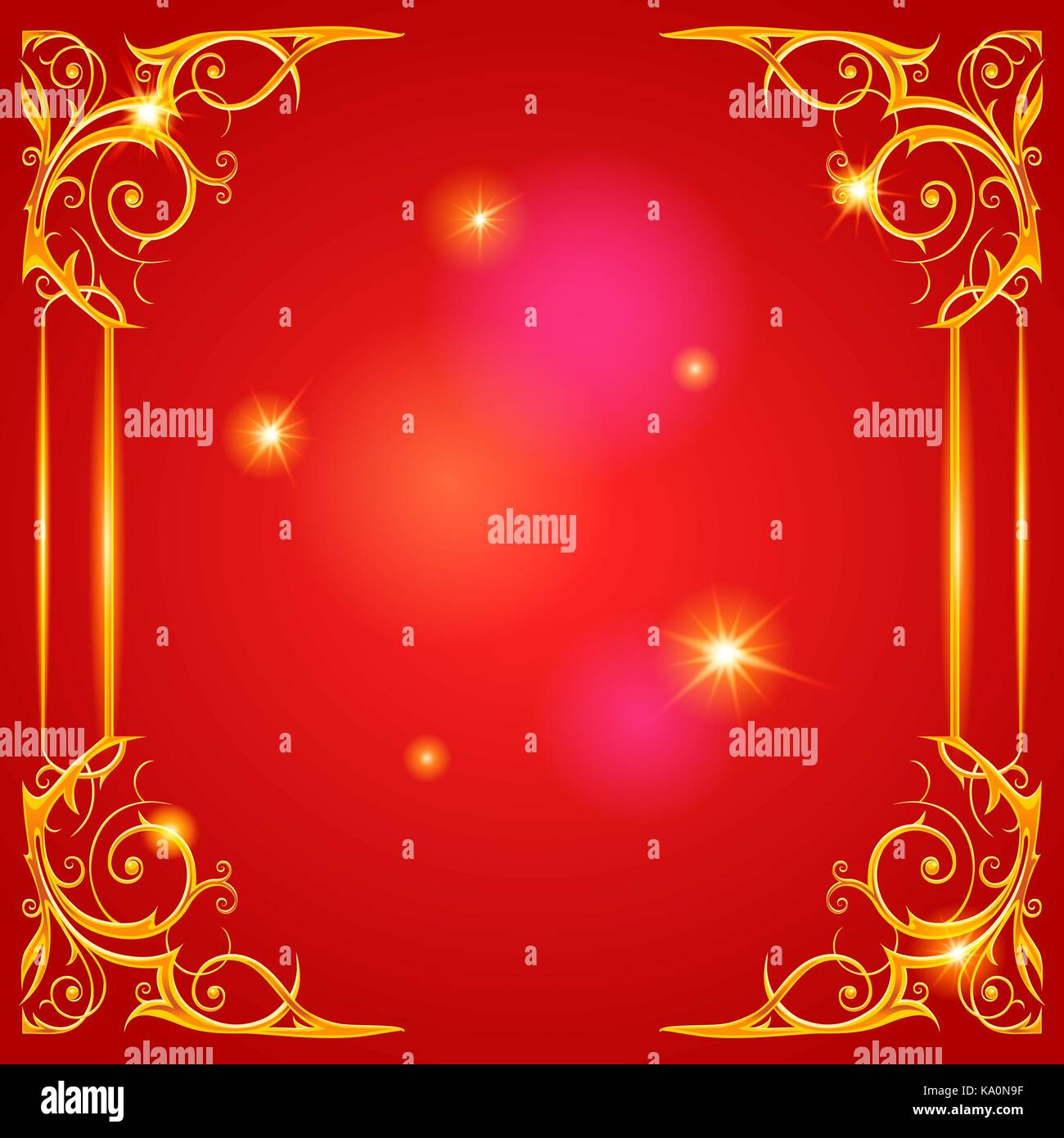 Gold holiday frame on red Stock Vector Image & Art - Alamy