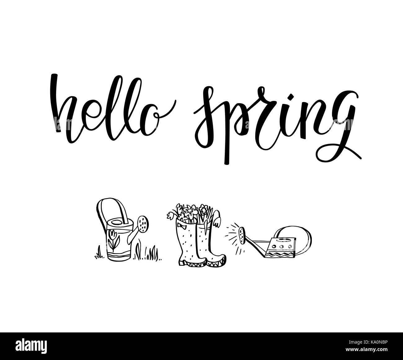 Hello green spring lettering Stock Vector Image & Art - Alamy