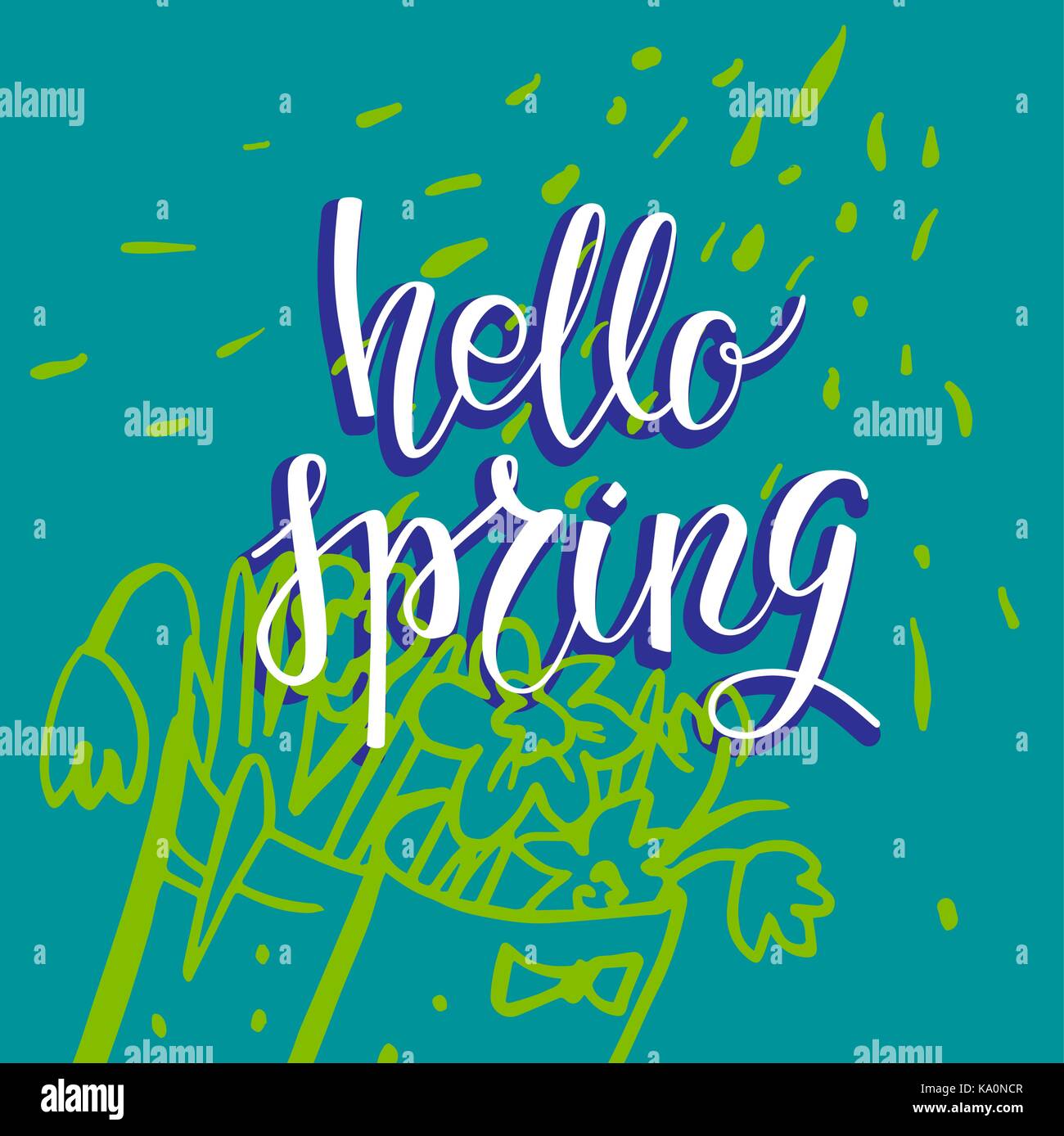 Hello spring green card Stock Vector Image & Art - Alamy
