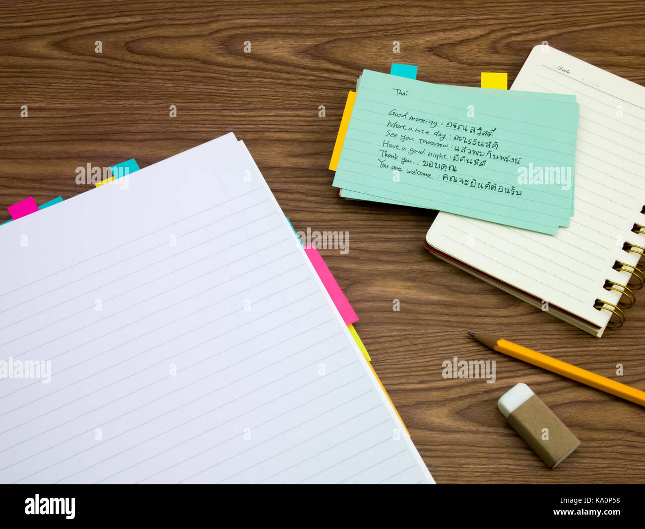 Thai; Learning New Language Writing Words on the Notebook Stock Photo ...