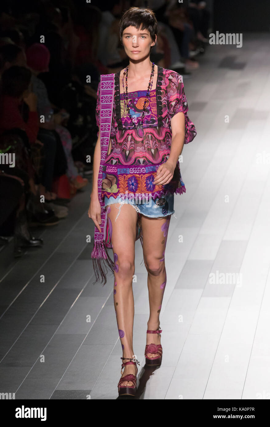 NEW YORK, NY - September 11, 2017: Janice Alida walks the runway at the ...