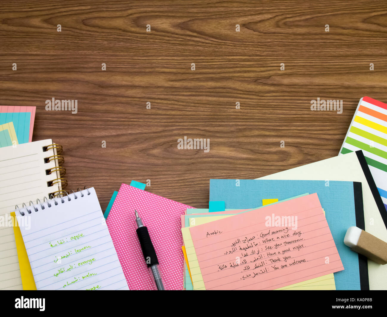 Arabic; Learning New Language Writing Words on the Notebook Stock Photo ...