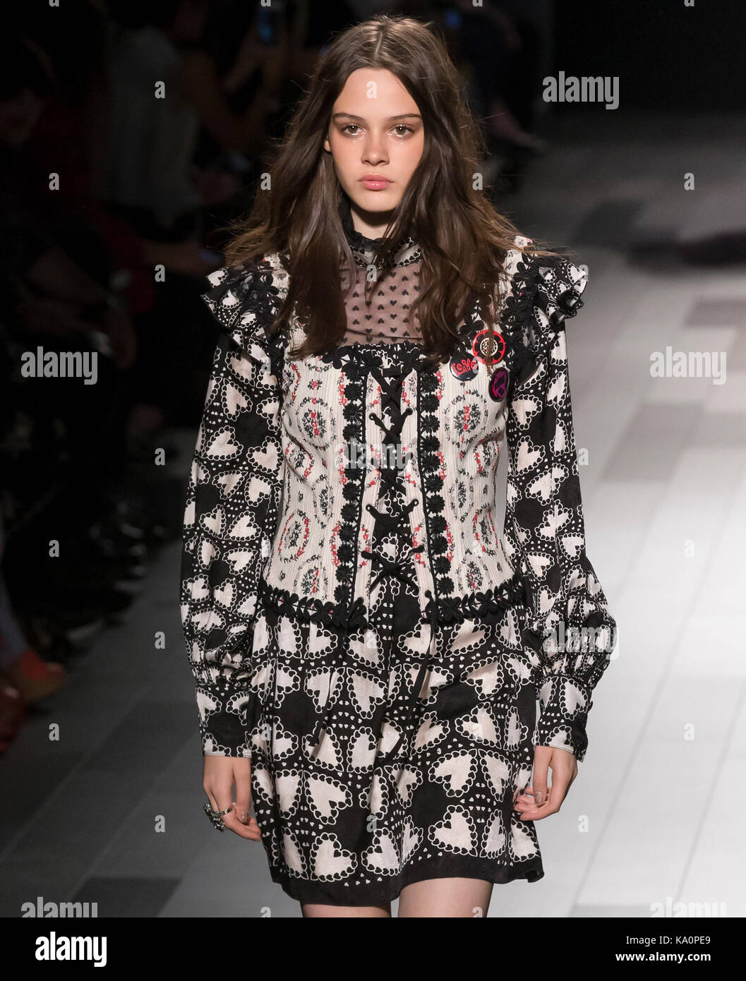 NEW YORK, NY - September 11, 2017: Mag Cysewska walks the runway at the ...