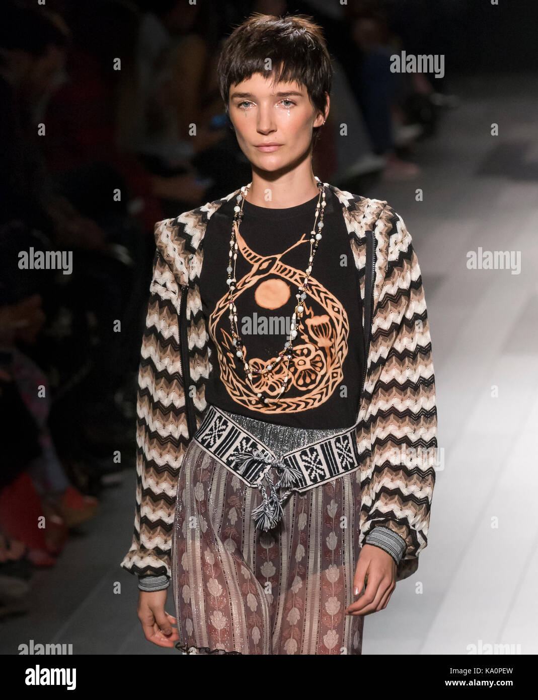 NEW YORK, NY - September 11, 2017: Janice Alida walks the runway at the ...