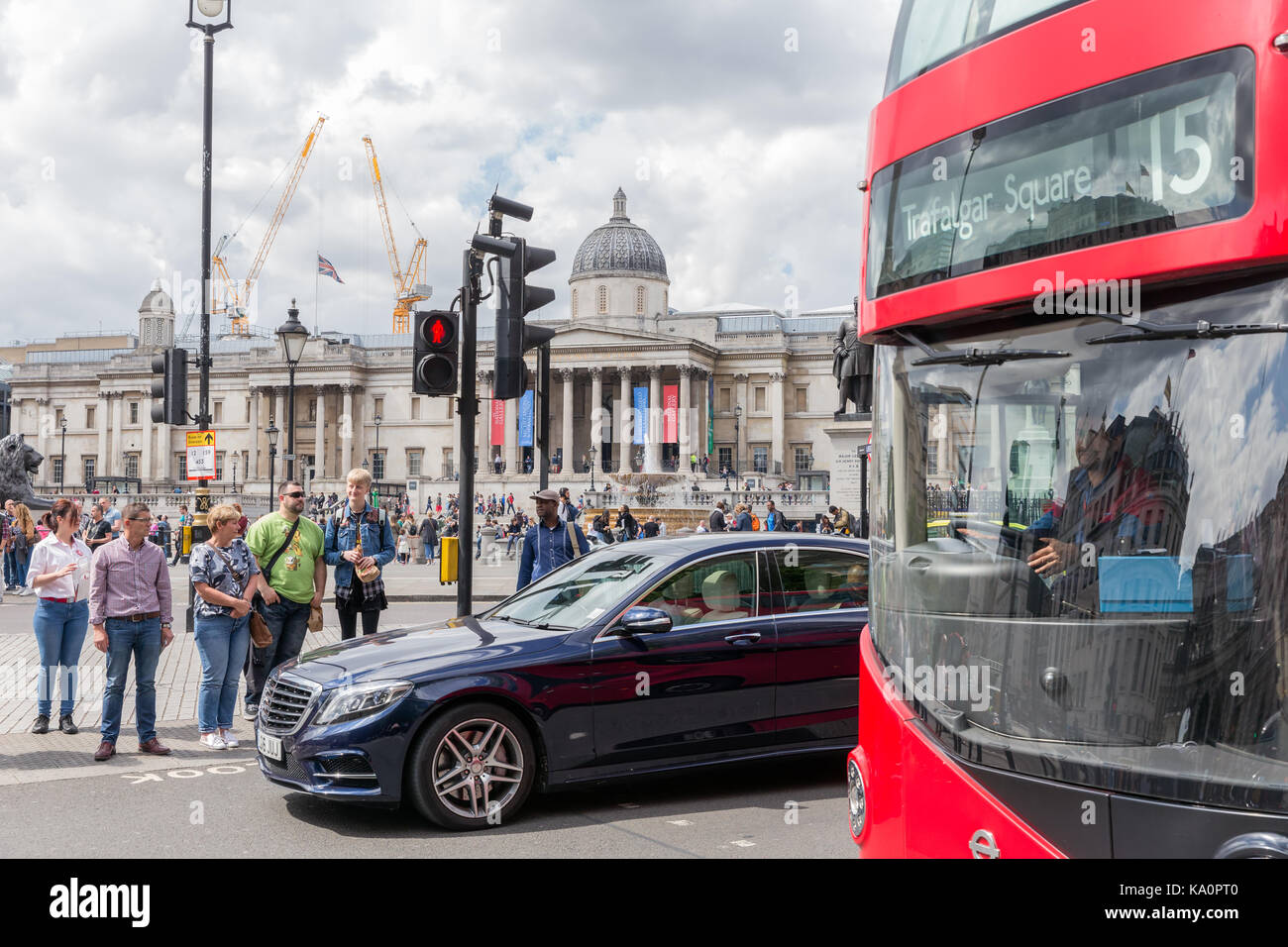 LONDON, ENGLAND - JUNE 09, 2017: Street view crosswalk with pedestrians ...