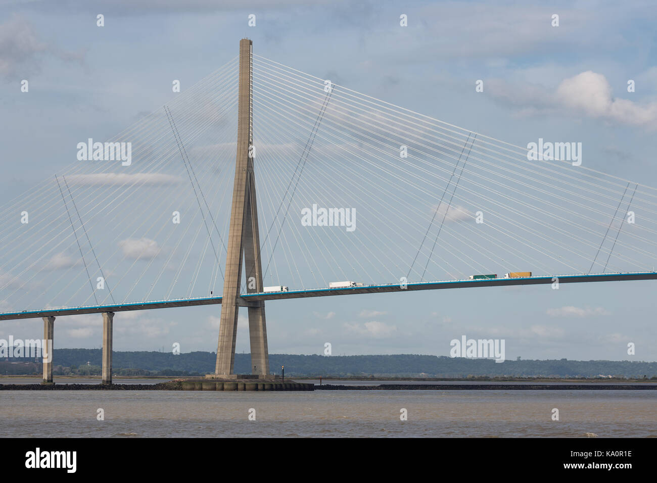 Pont de Normandie, bridge over river Seine between Le Havre and ...