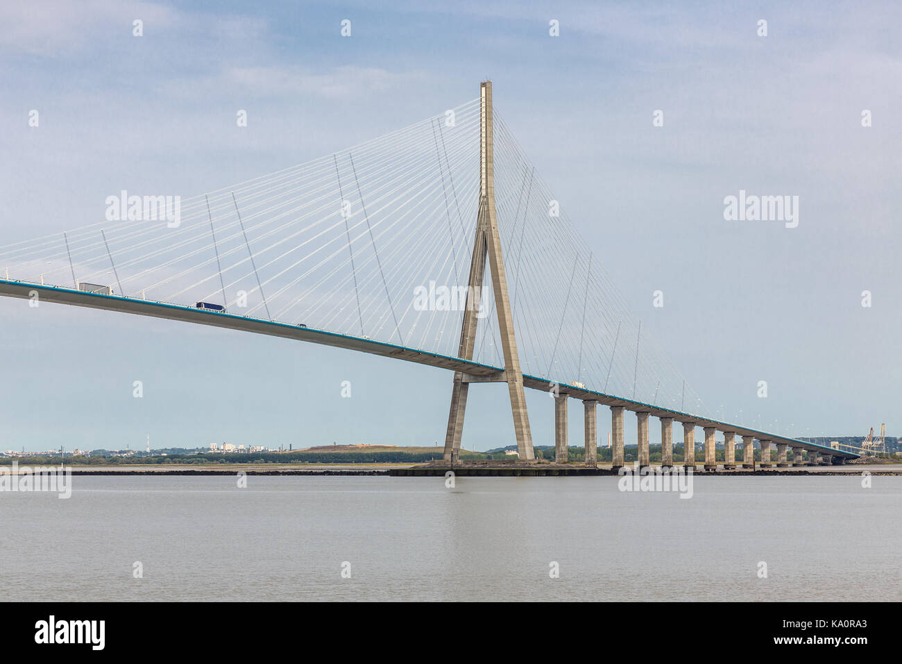 Pont de Normandie, bridge over river Seine between Le Havre and ...