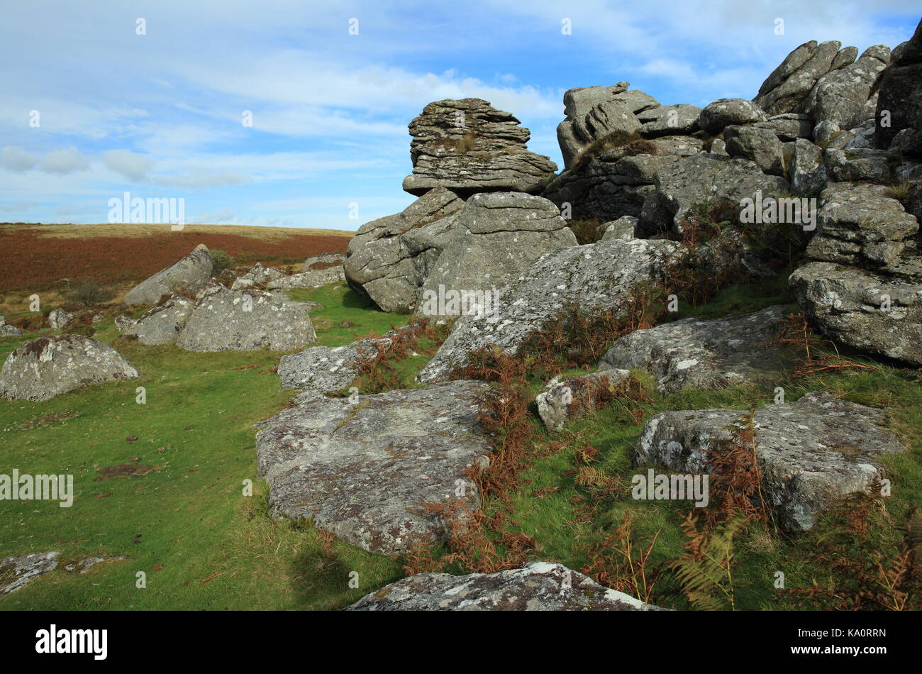 Autumn view of Bonehill rocks, Dartmoor, Devon, England, UK Stock Photo ...
