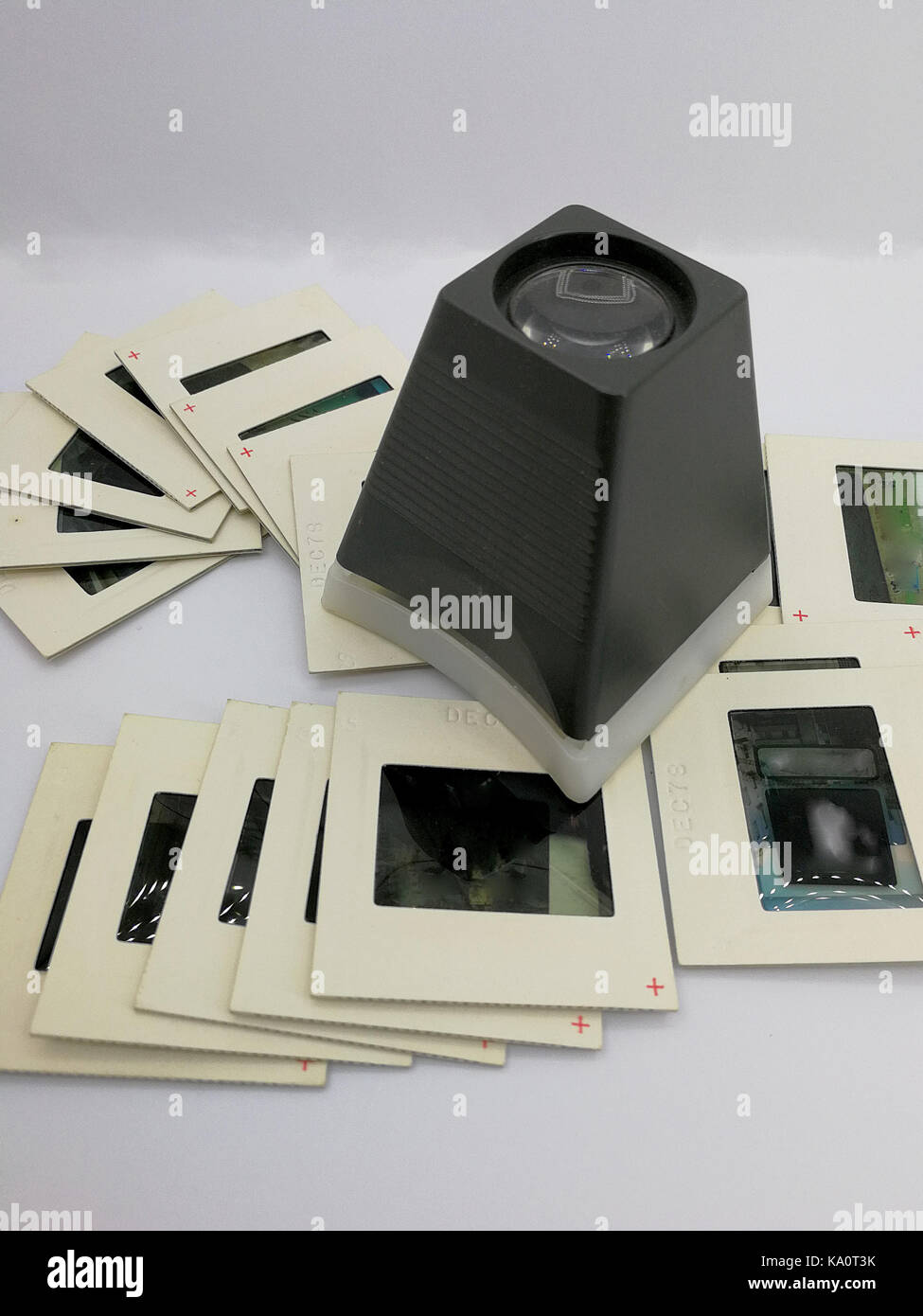 old slides and lens viewfinder Stock Photo - Alamy