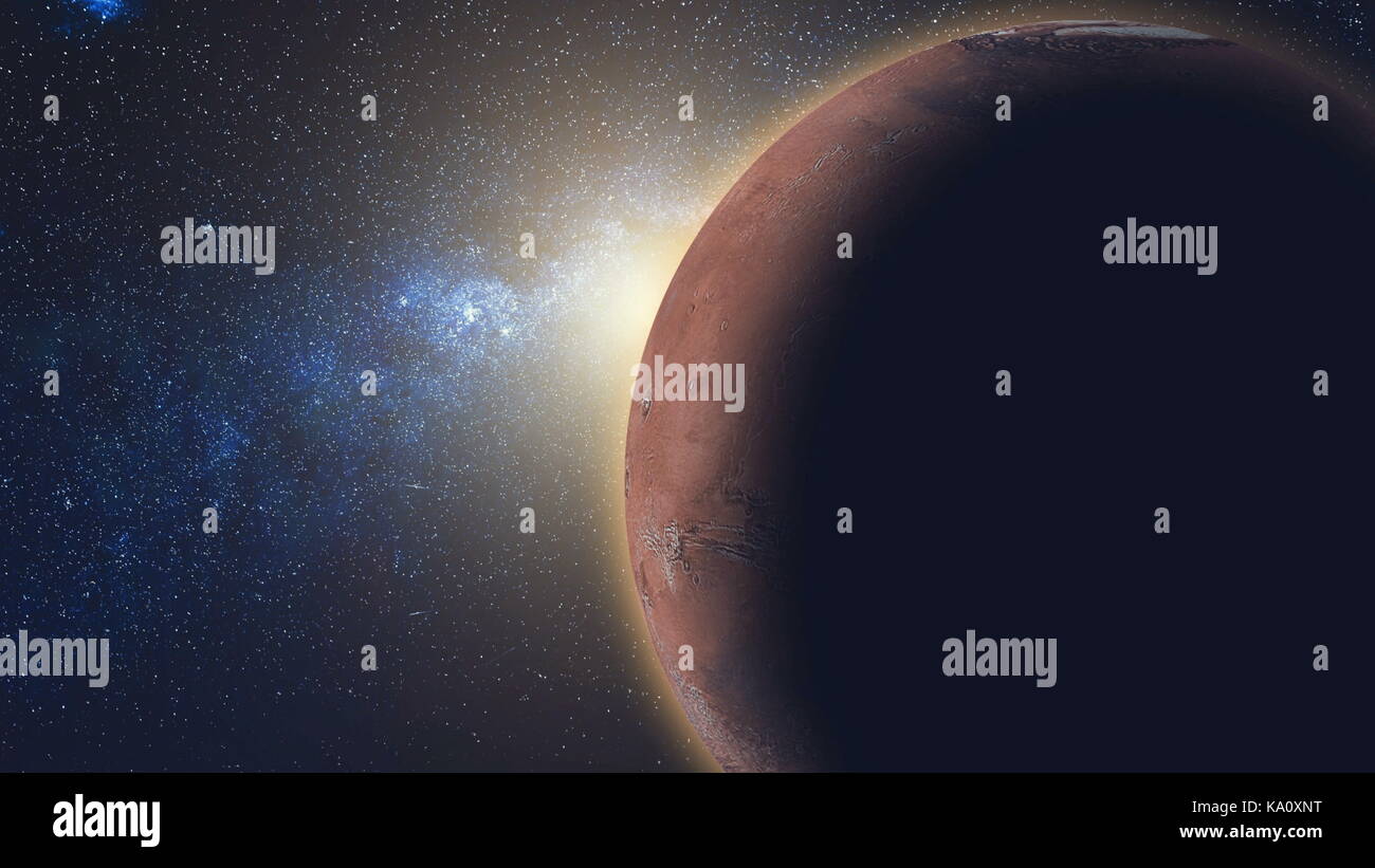 Sunrise view from space: Mars Red Planet Stock Photo - Alamy