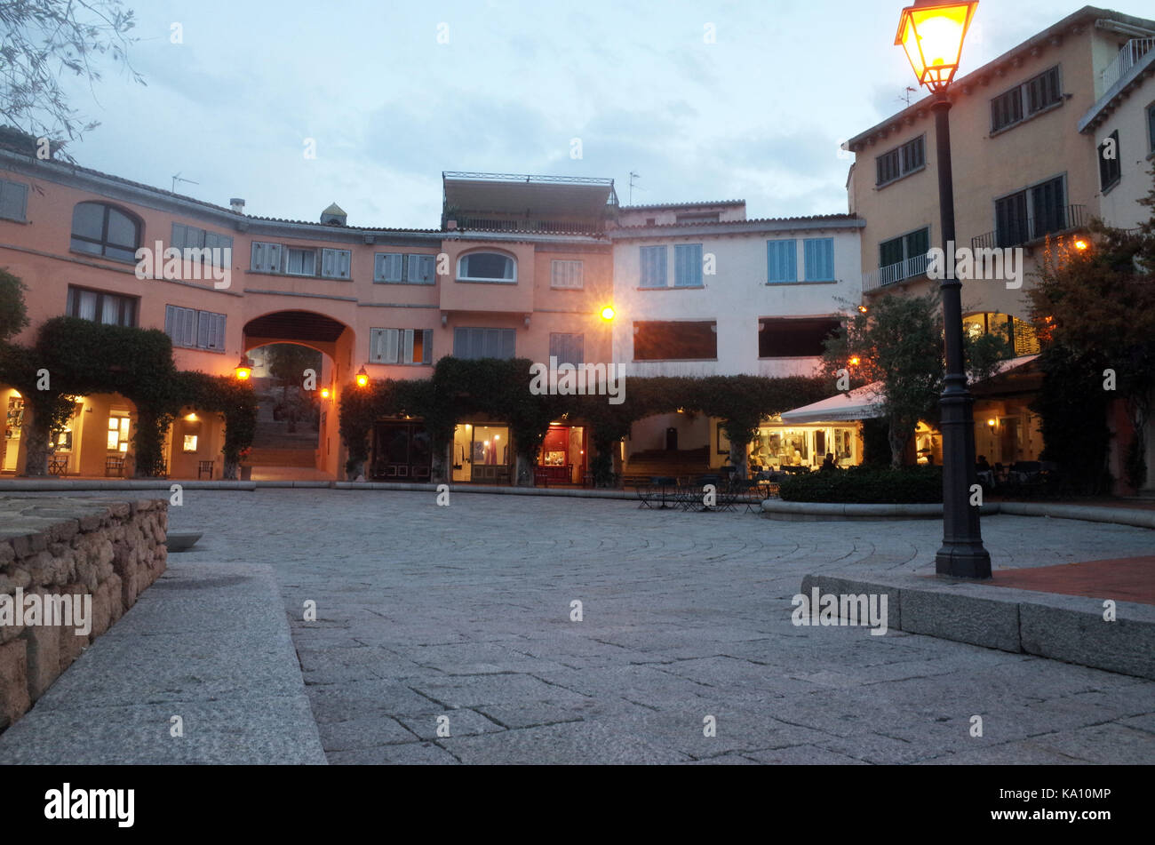 Porto Rotondo, Sardinia. San Marco square at sunset Stock Photo - Alamy